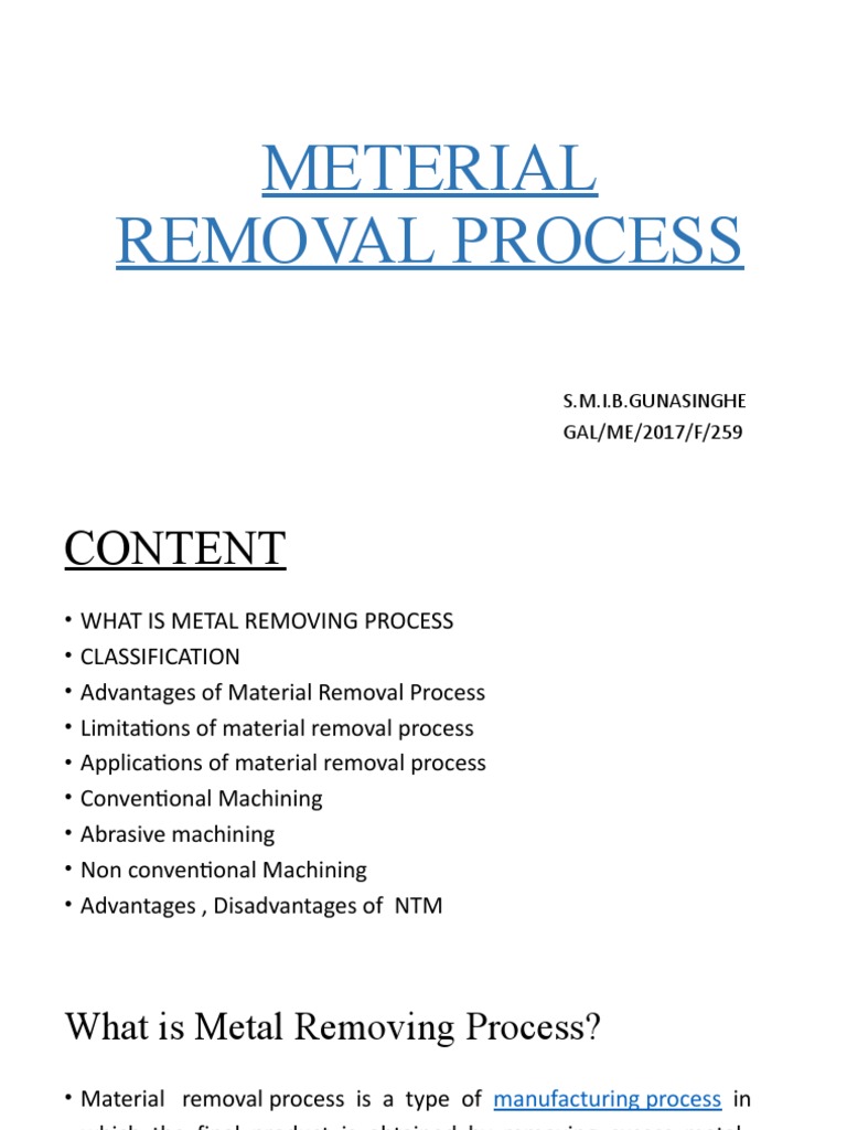 METERIAL REMOVAL PROCESS GUIDE | PDF | Machining | Abrasive