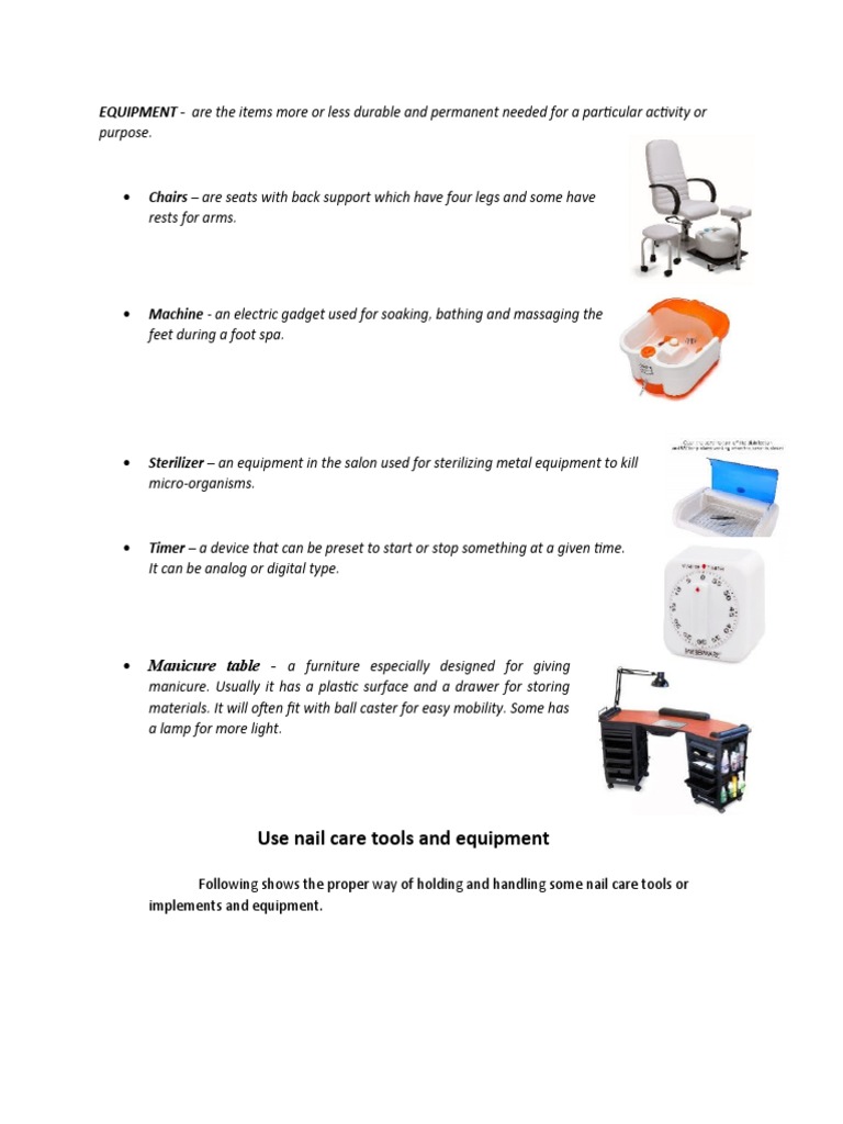 Essential Equipment for Nail Care | PDF