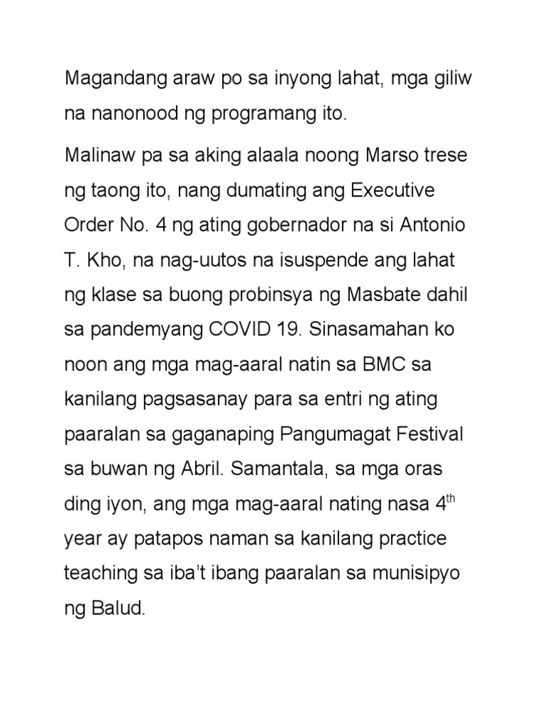 Speech para Sa Buwan NG Wika | PDF