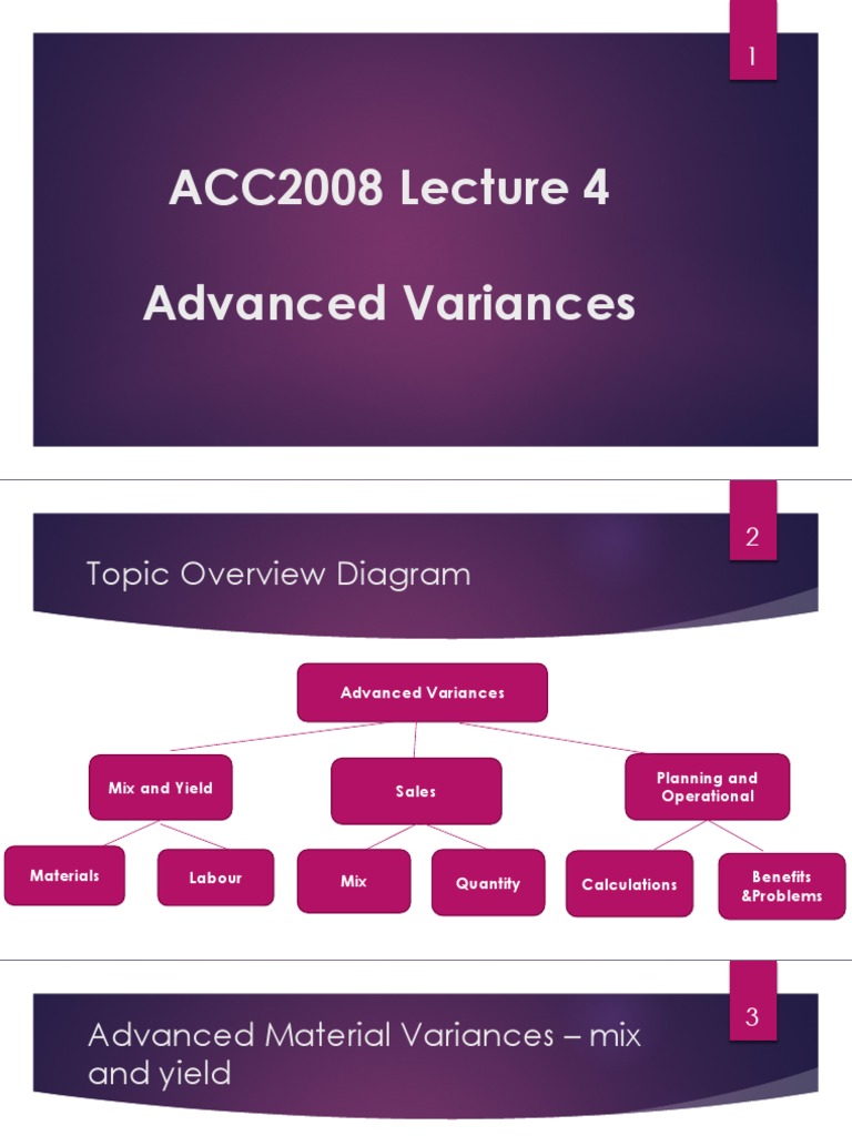 ACC2008 Lecture 4 - Advanced Variances | PDF | Weighted Arithmetic Mean ...