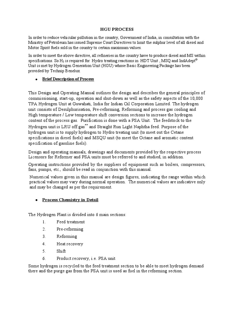 Hgu Process | PDF | Cracking (Chemistry) | Catalysis