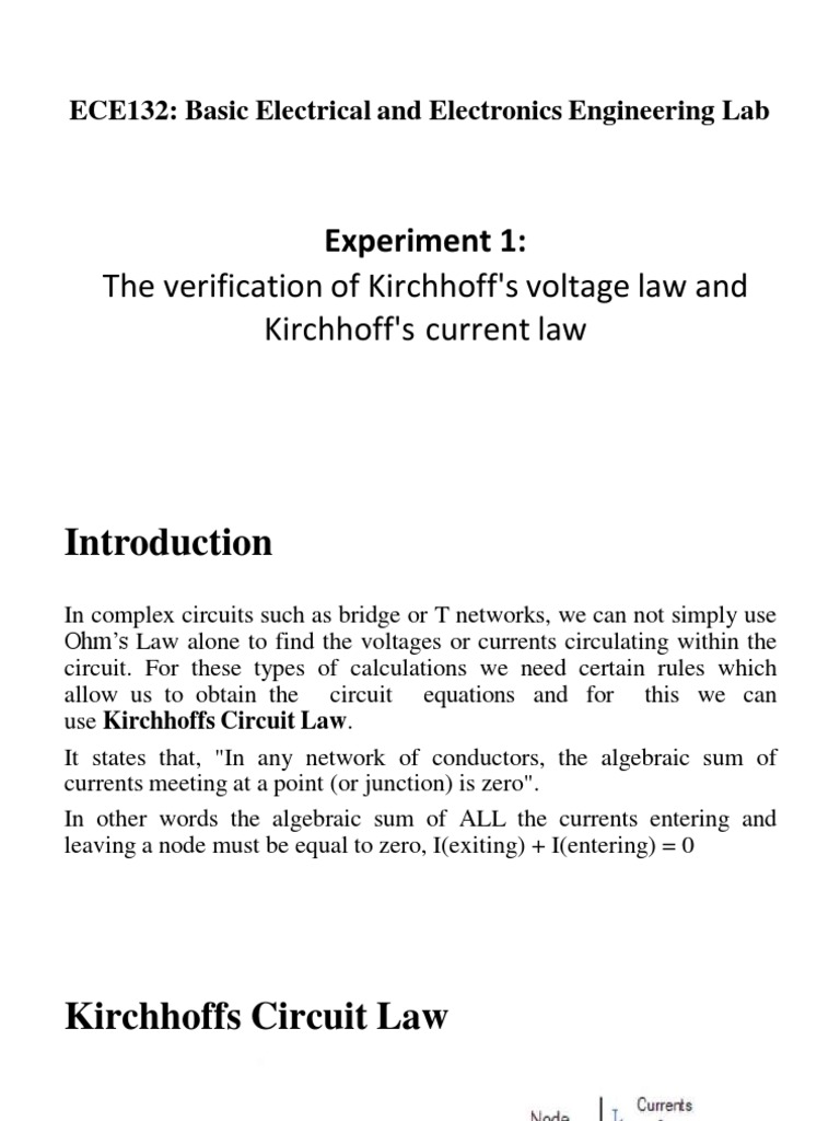 ECE132: Basic Electrical and Electronics Engineering Lab | PDF | Electrical Circuits ...