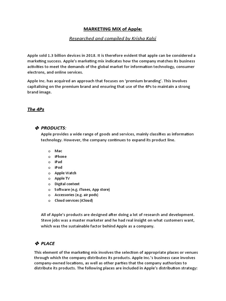 MARKETING MIX of Apple | PDF | Apple Inc. | Pricing