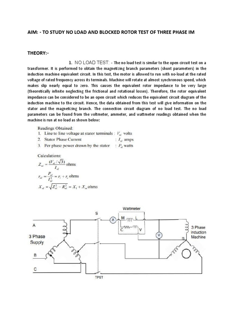 Aim: - To Study No Load and Blocked Rotor Test of Three Phase Im | PDF ...