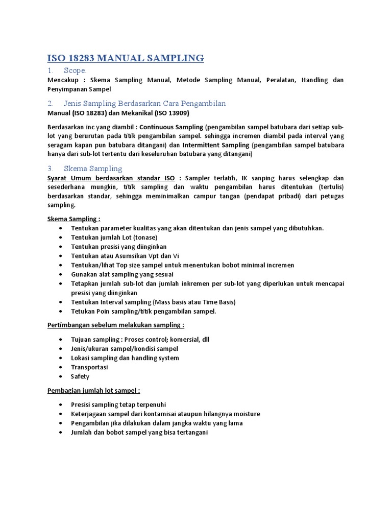 Manual Sampling ISO 18283: Panduan Lengkap | PDF