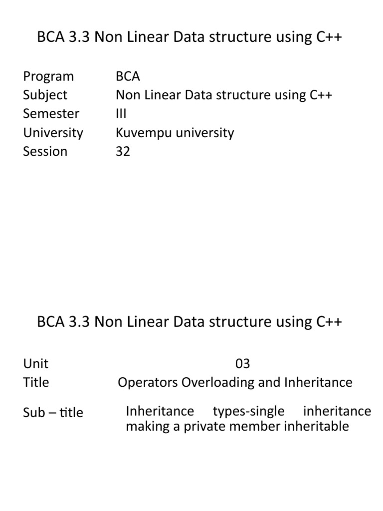 BCA 3.3 Non Linear Data Structure Using C++ | PDF | Inheritance (Object ...