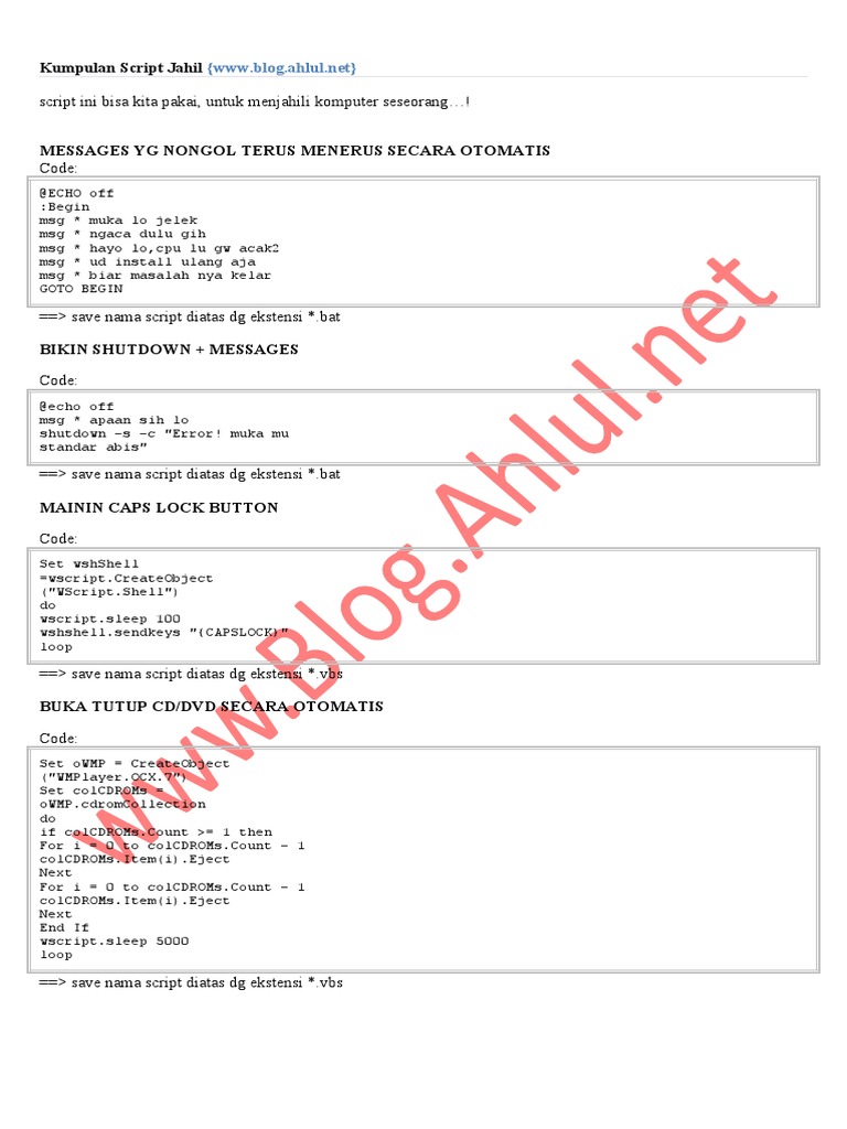 Script Prank Komputer Kreatif | PDF | Operating System Technology ...