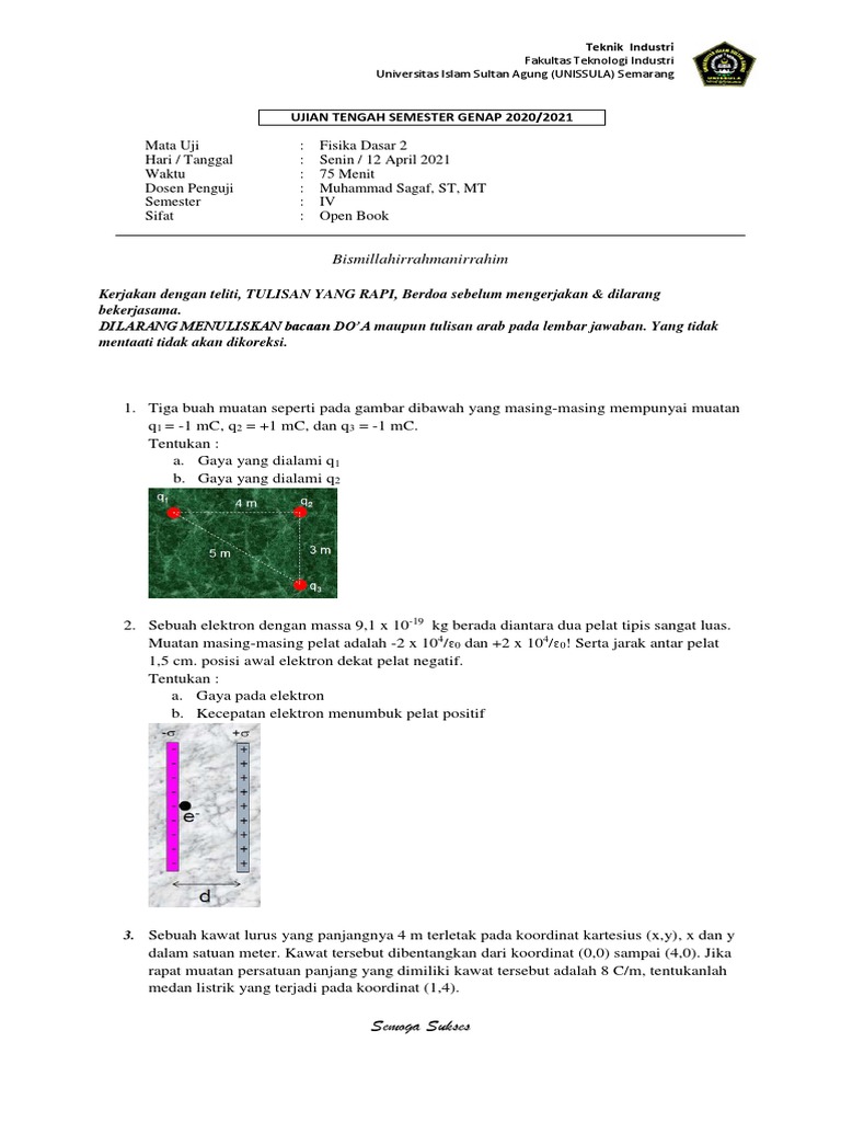 Soal UTS Fisika Dasar 2 B 2021 | PDF