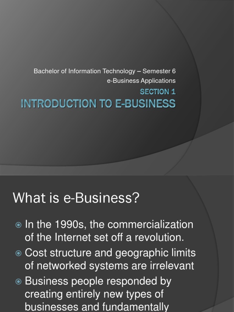 Lesson 01 - Introduction To E-Business | PDF | Electronic Business | E ...