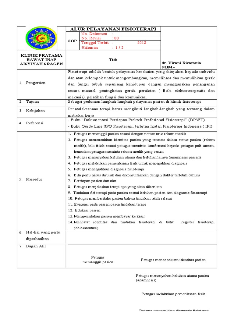 Sop Alur Pelayanan Fisioterapi | PDF