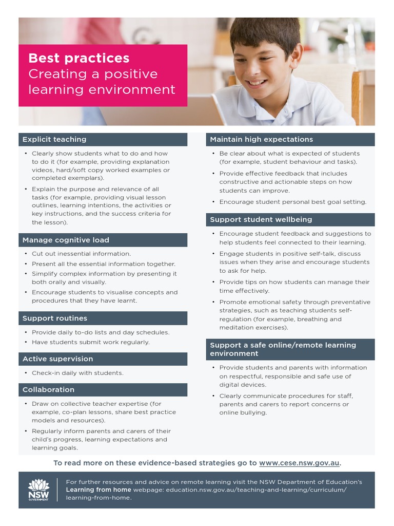 Effective Learning Environment Tips | PDF | Caregiver | Learning