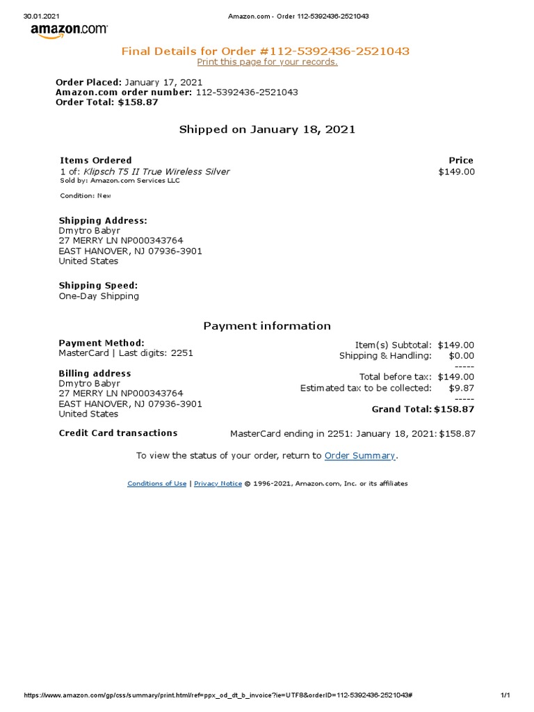 Order 112-5392436-2521043 | PDF