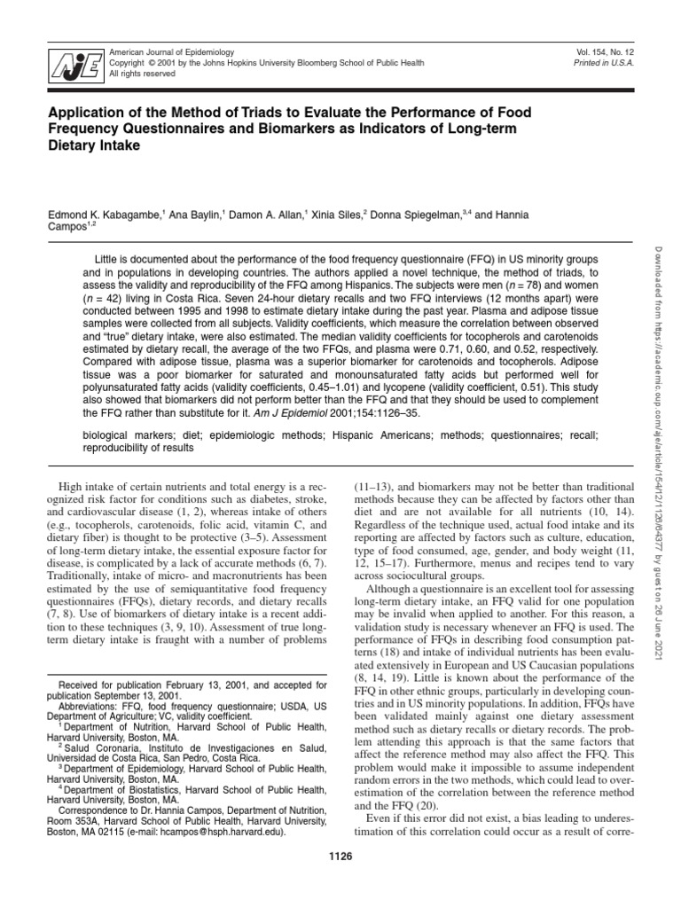Application Of The Method Of Triads To Evaluate The Performance Of Food