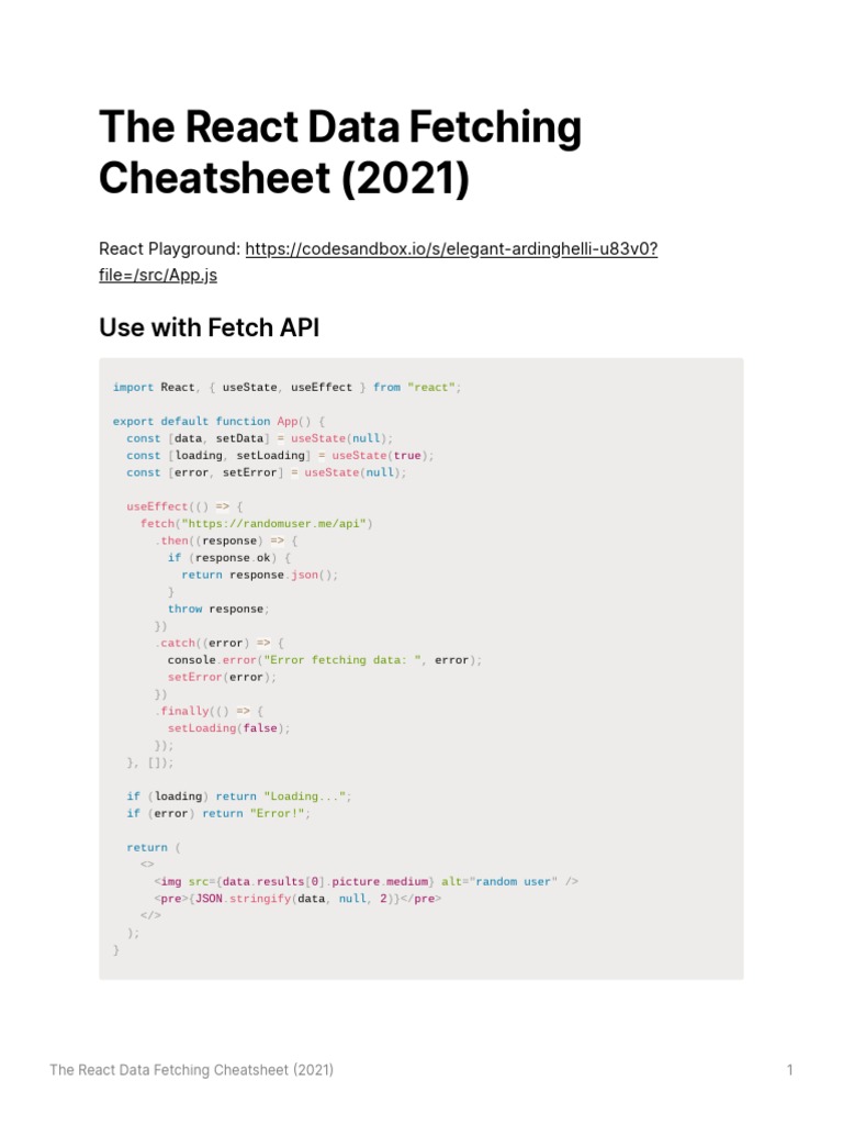 The React Data Fetching Cheatsheet (2021) | PDF | Computer Data | Software