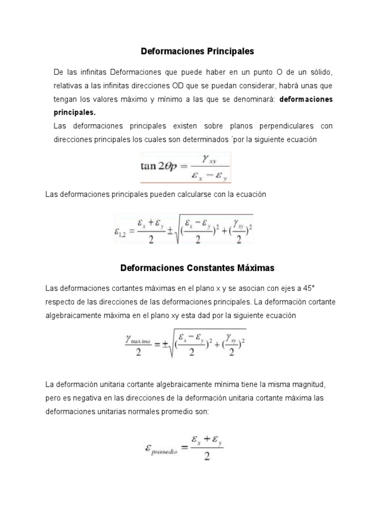 Deformaciones Principales en Sólidos | PDF