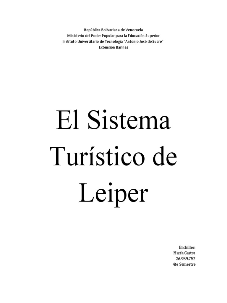 Analisis Del Sistema de Leiper | PDF | Agencia de viajes | Turismo