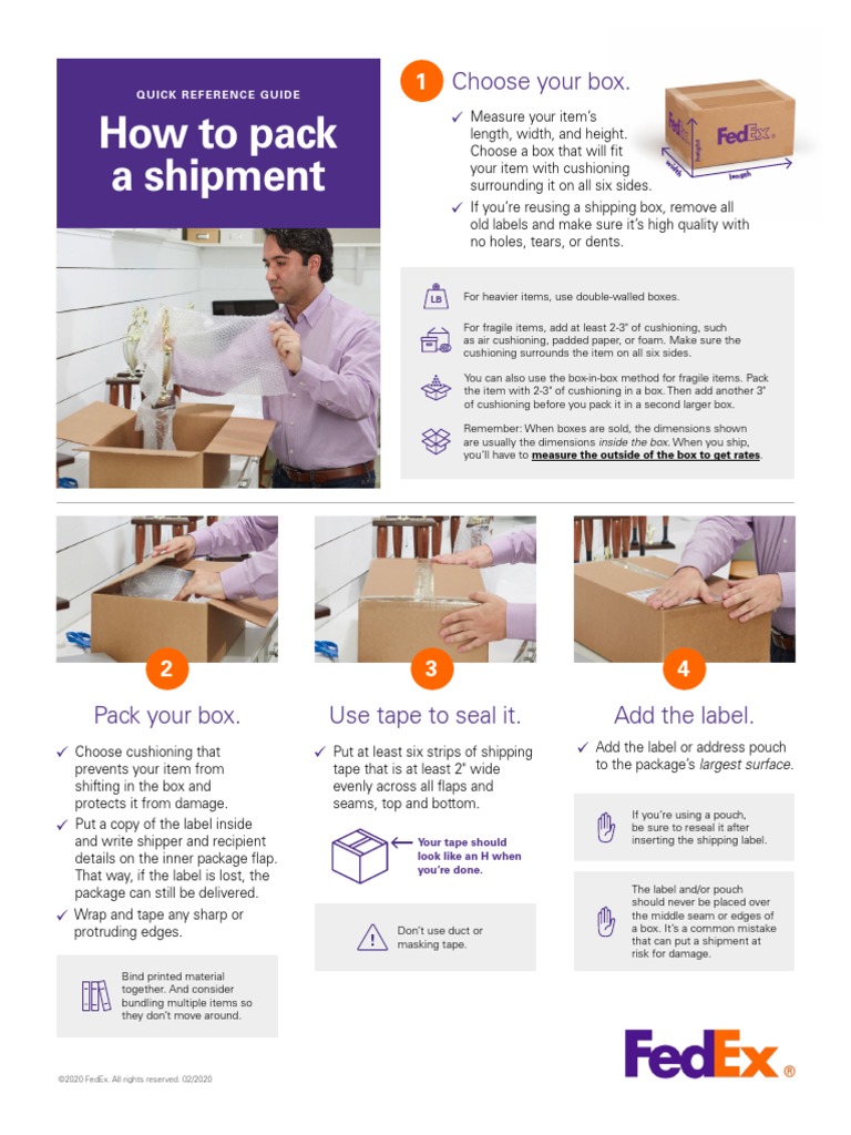 FedEx - Step by Step Packing Instructions | PDF | Equipment ...