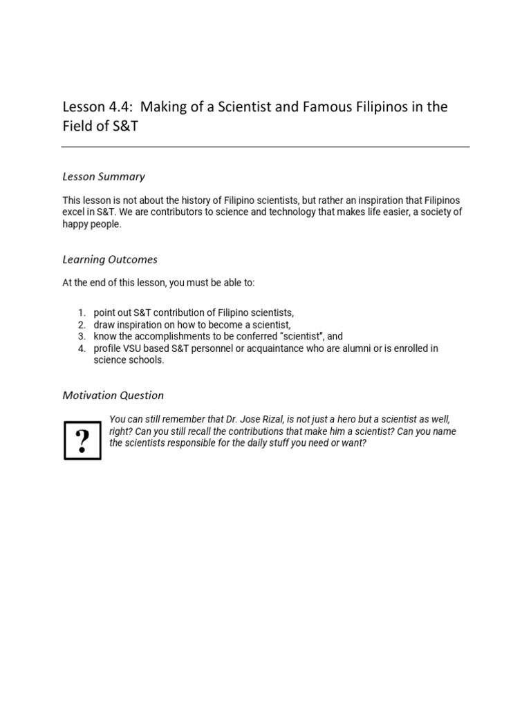 Module 4 Lesson 4.4 | Download Free PDF | Science | Science And Technology