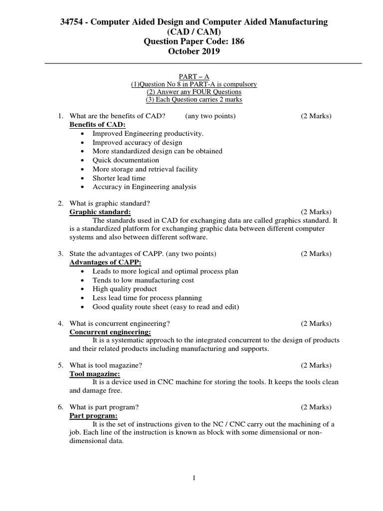 Computer Aided Design and Computer Aided Manufacturing (Cad / Cam ...