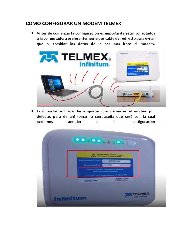 Como Configurar Un Modem Telmex | PDF