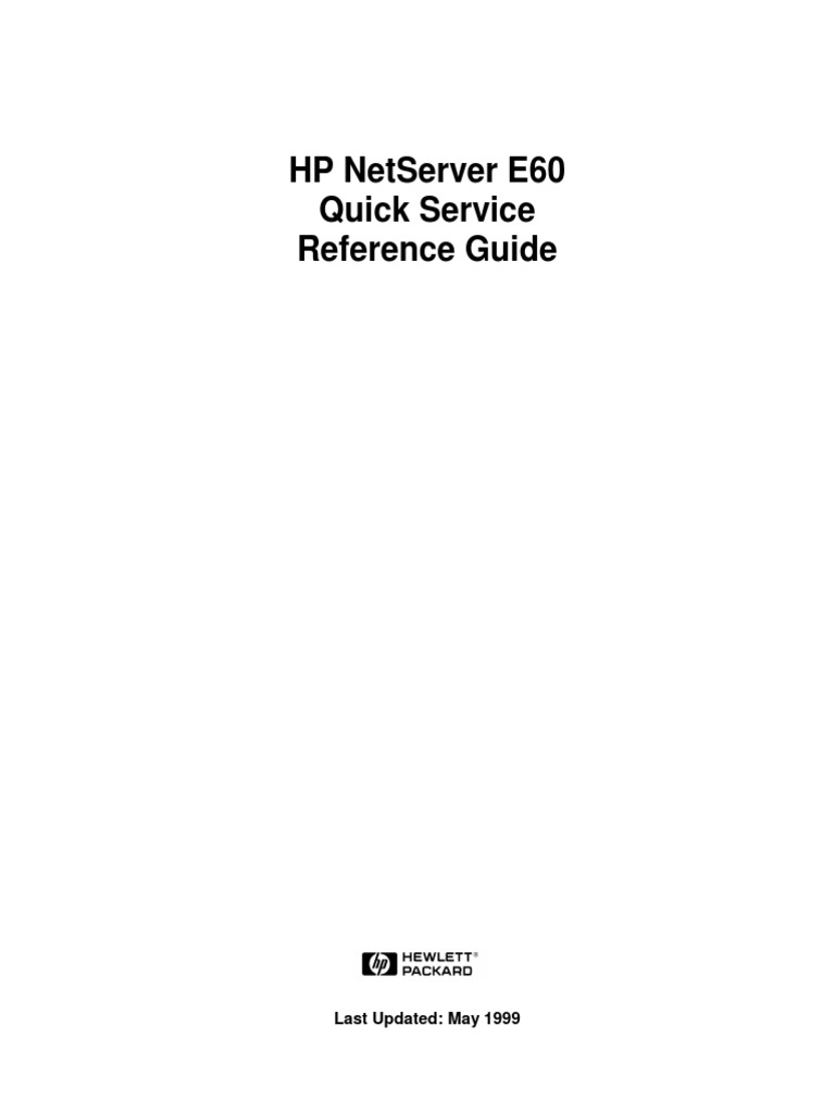 HP Netserver E60 Quick Setup | PDF | Hewlett Packard | Computer Hardware