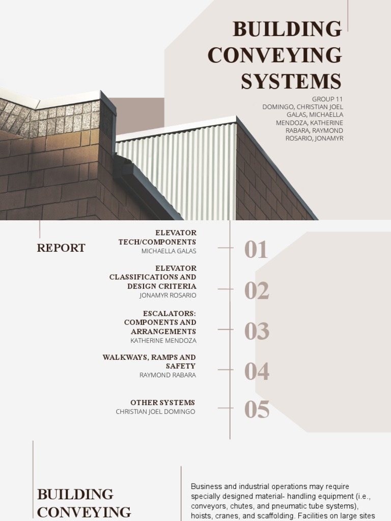 Building Conveying Systems Overview | PDF | Elevator | Escalator