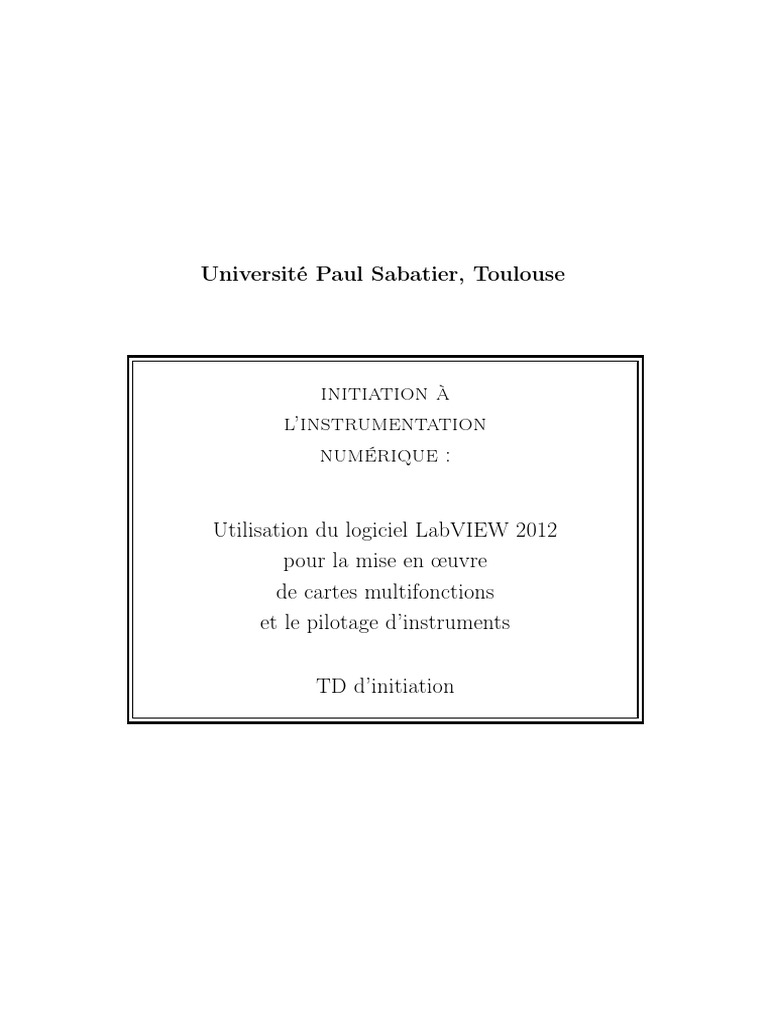 Initiation à LabVIEW pour TD d'instrumentation | PDF | Structure de contrôle | Informatique