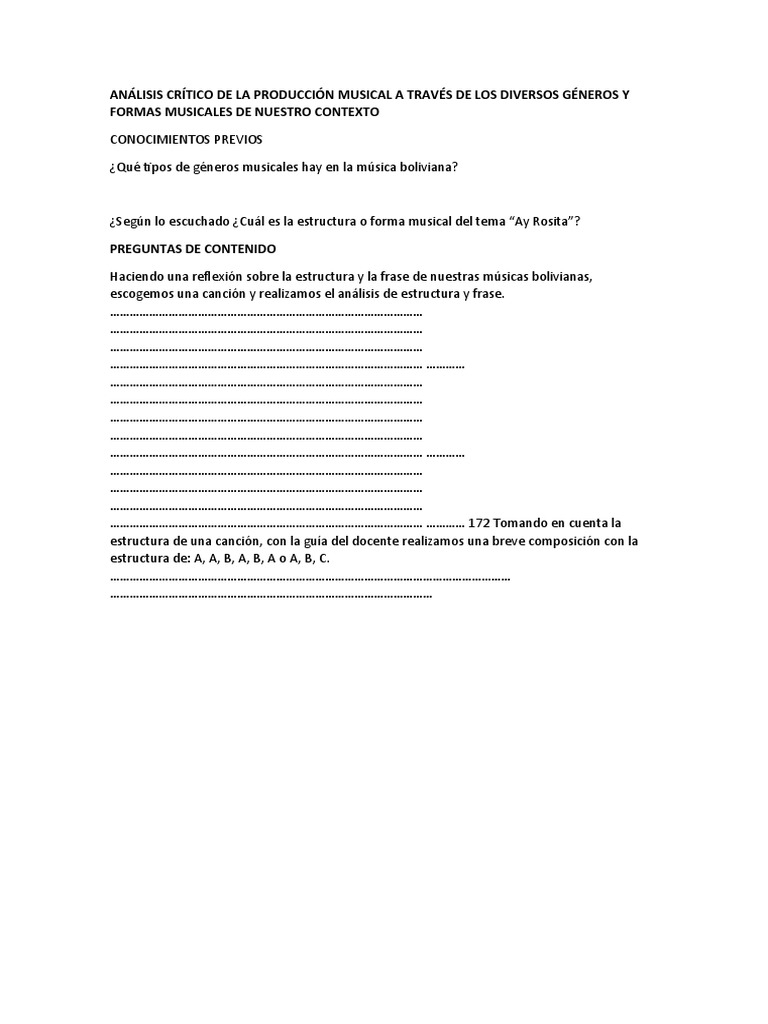 Análisis Crítico de La Producción Musical | PDF | Estudios de idiomas ...