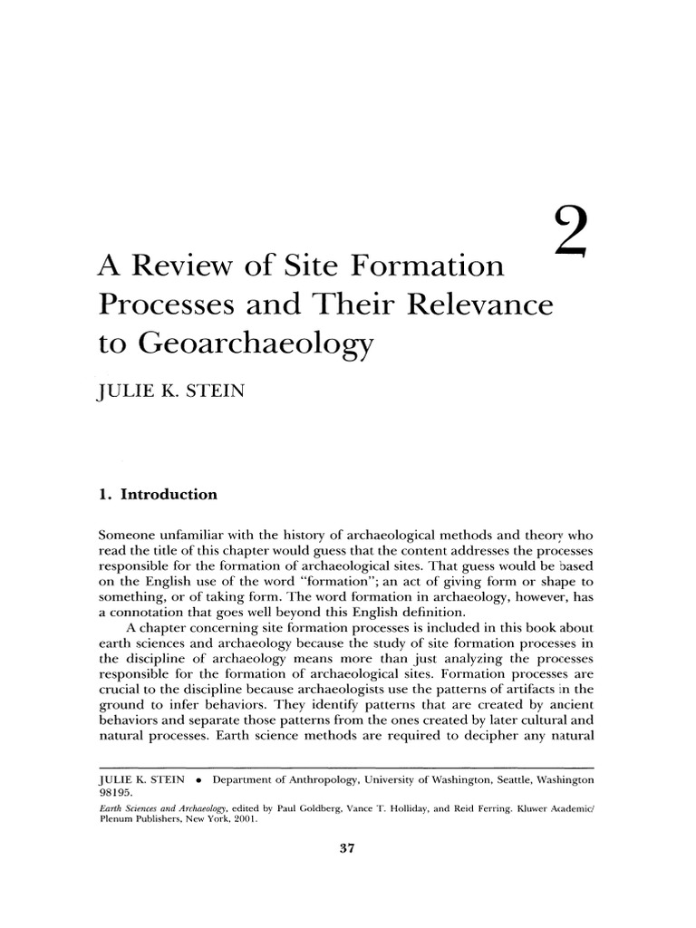 A Review of Site Formation Processes and Their Relevance To ...