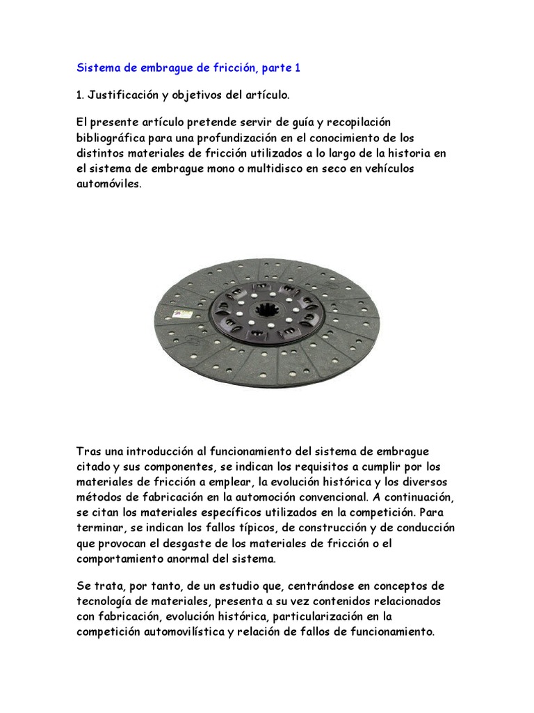 Sistema de Embrague de Fricción | Descargar gratis PDF | Embrague ...