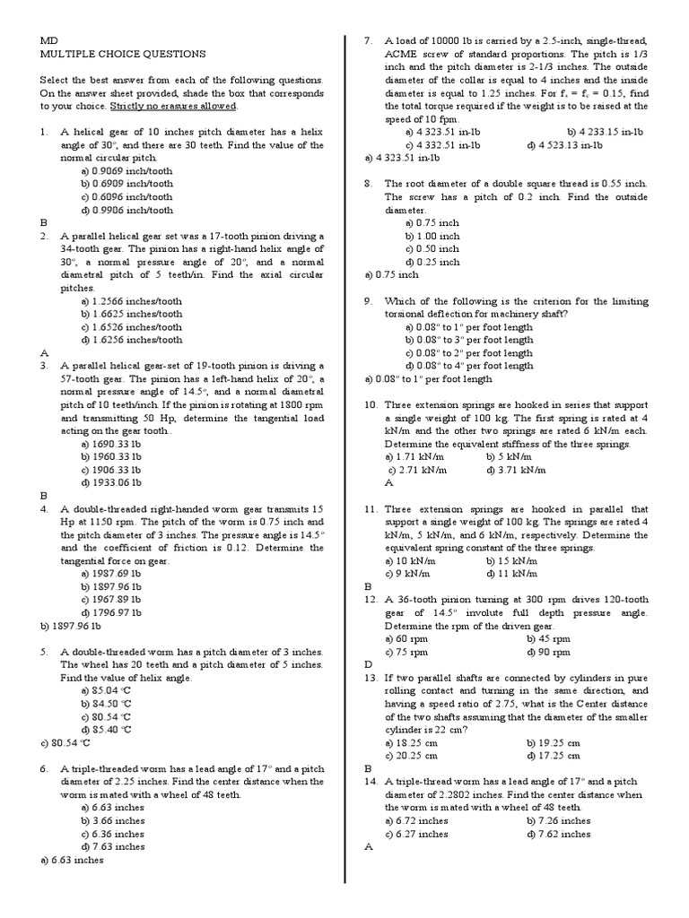 Problems Only | PDF | Gear | Belt (Mechanical)