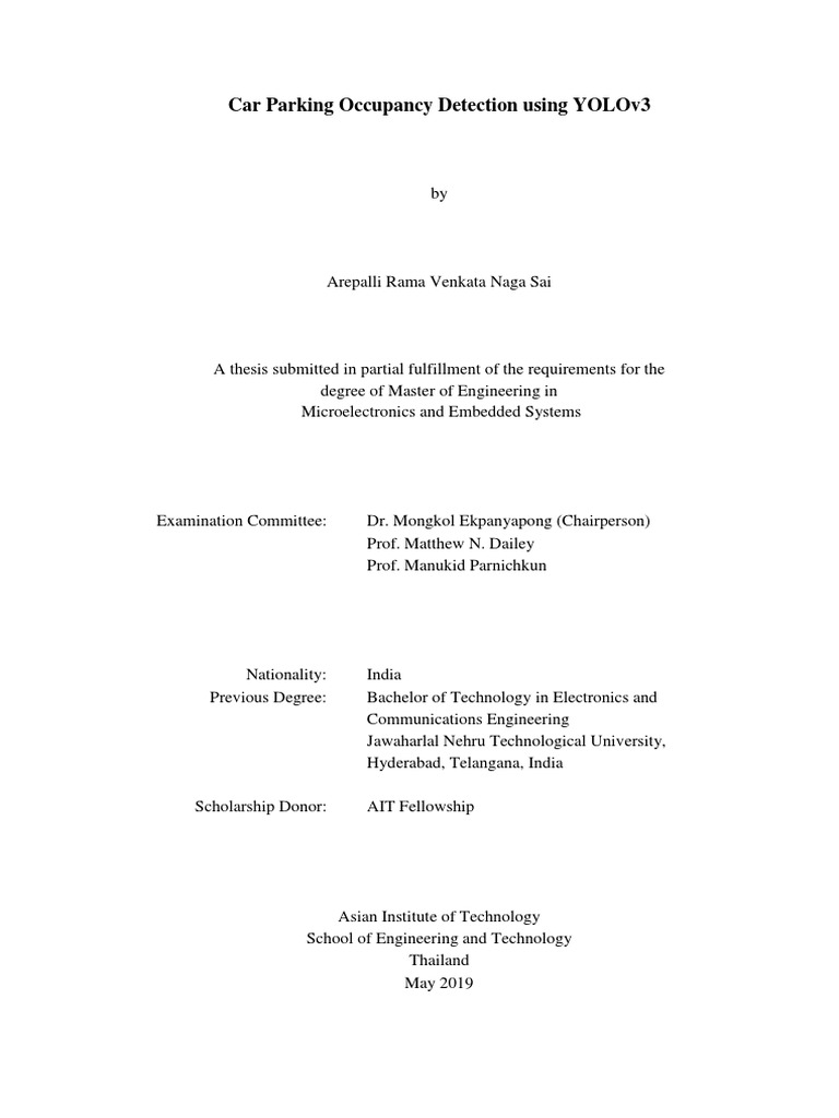 Car Parking Occupancy Detection Using YOLOv3 | PDF | Parking | Artificial Neural Network