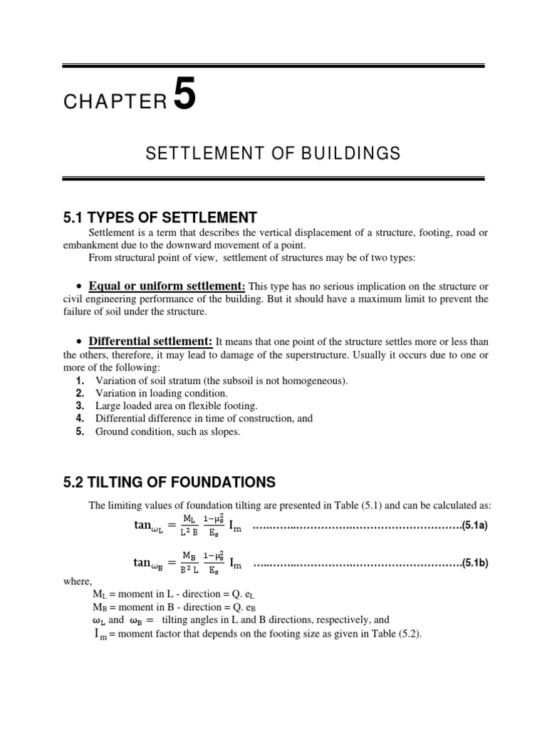 ch5 Settlement of Buildings | PDF | Civil Engineering | Applied And ...