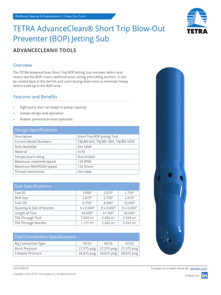Advance Clean Short Trip BOP Tool | PDF | Manufactured Goods ...