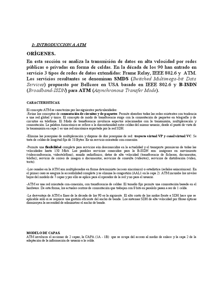 Conceptos Basicos de Las Redes ATM | PDF | Modo de Transferencia ...