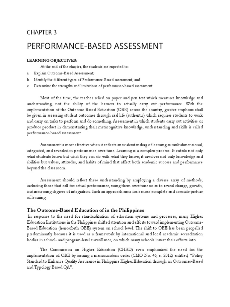 CHAPTER 3-Performance Based Assessment | PDF | Educational Assessment ...