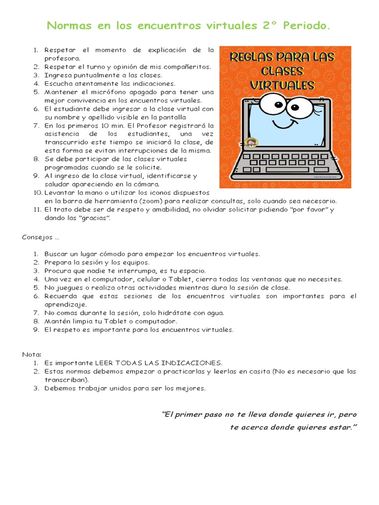 Normas en Los Encuentros Virtuales 2 | PDF
