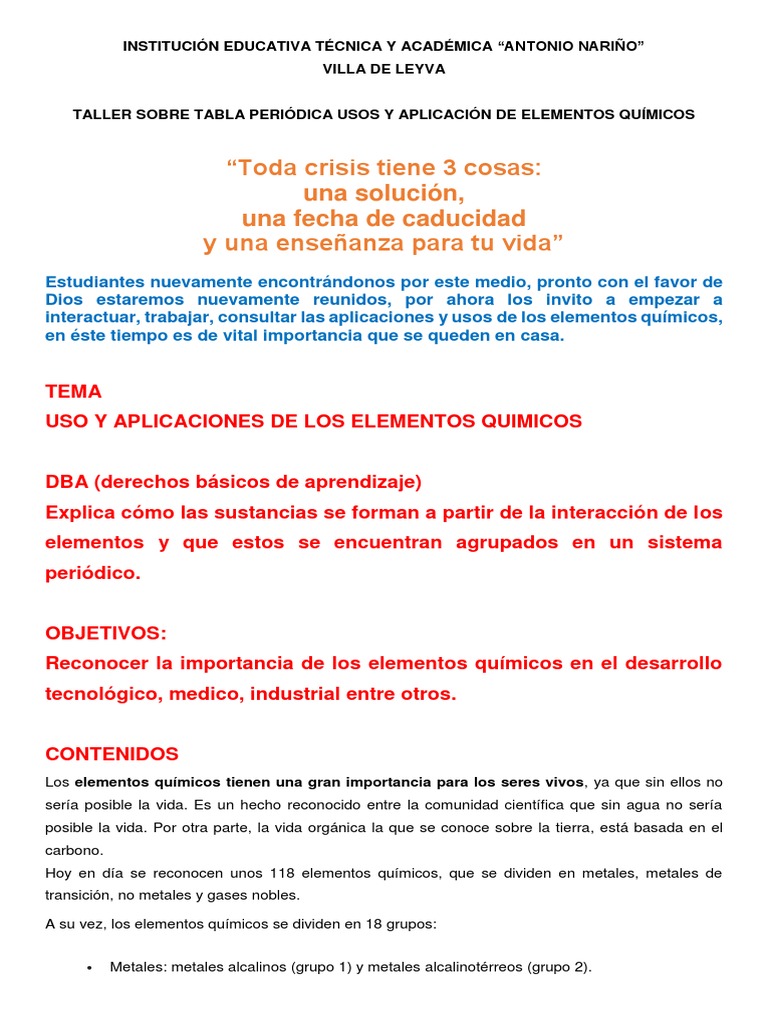 7 Quimica Guia Grado 7 Elementos Quimicos Tercera Entrega Pdf