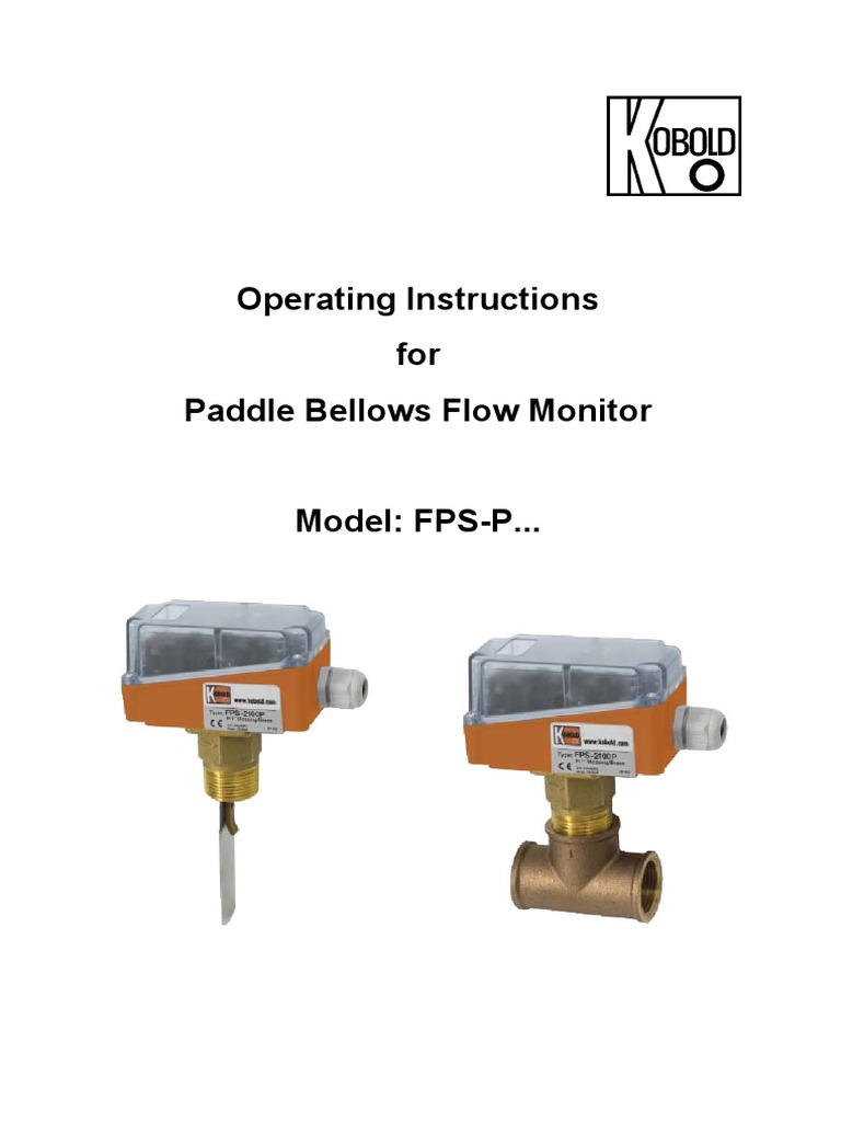 Manual Paddle Flow Switch Fps | PDF | Pipe (Fluid Conveyance) | Switch