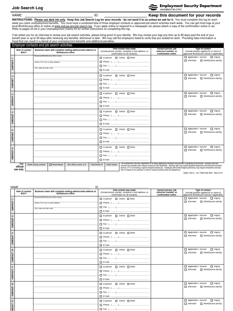 Job Search Log | PDF | Employment | Cyberspace