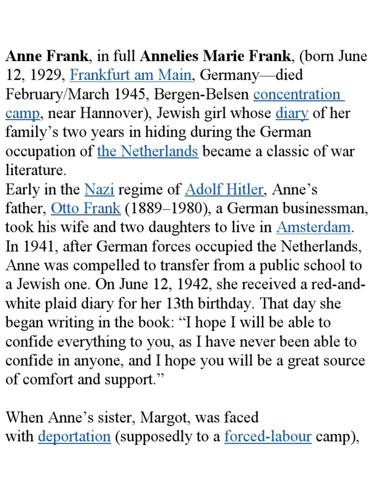 Frankfurt Am Main Concentration Camp Diary The Netherlands Nazi Adolf ...