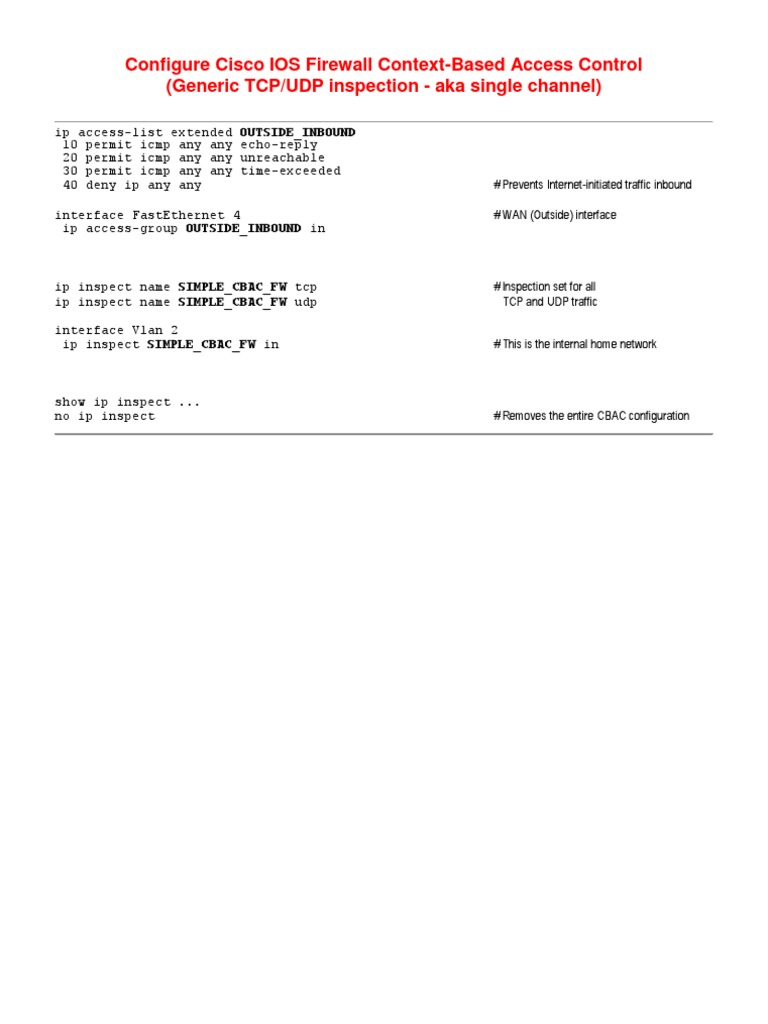Cisco IOS Firewall CBAC Configuration Guide | PDF