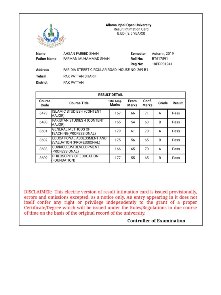 Web Based Result Intimation | PDF | Educational Assessment And Evaluation