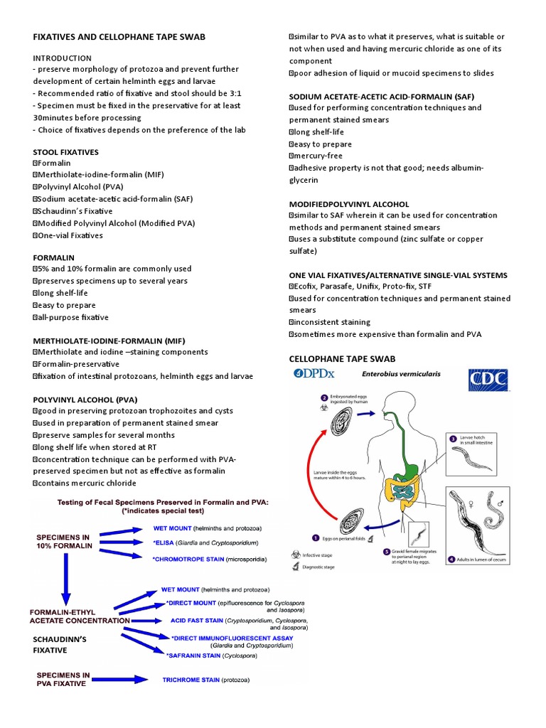 Fixatives and Cellophane Tape Swab | PDF | Fixation (Histology) | Staining