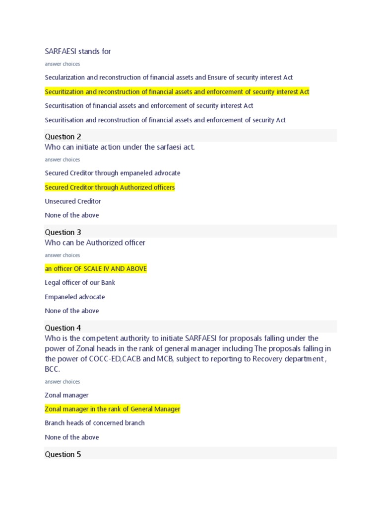 FL MCQ | PDF | Security Interest | Securitization