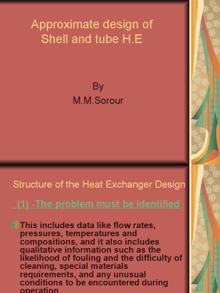 3.1 - Approximate Design of Shell & Tube H.E | PDF | Heat Exchanger ...