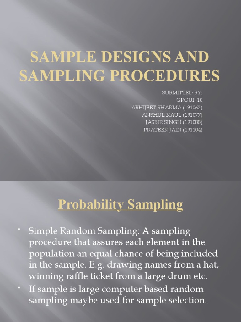 Sample Designs and Sampling Procedures | PDF | Sampling (Statistics ...