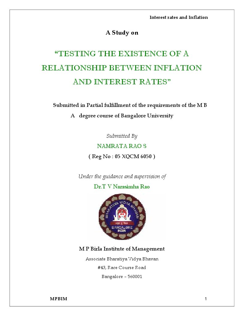 Relationship Between Inflation and Interest Rates | PDF | Business