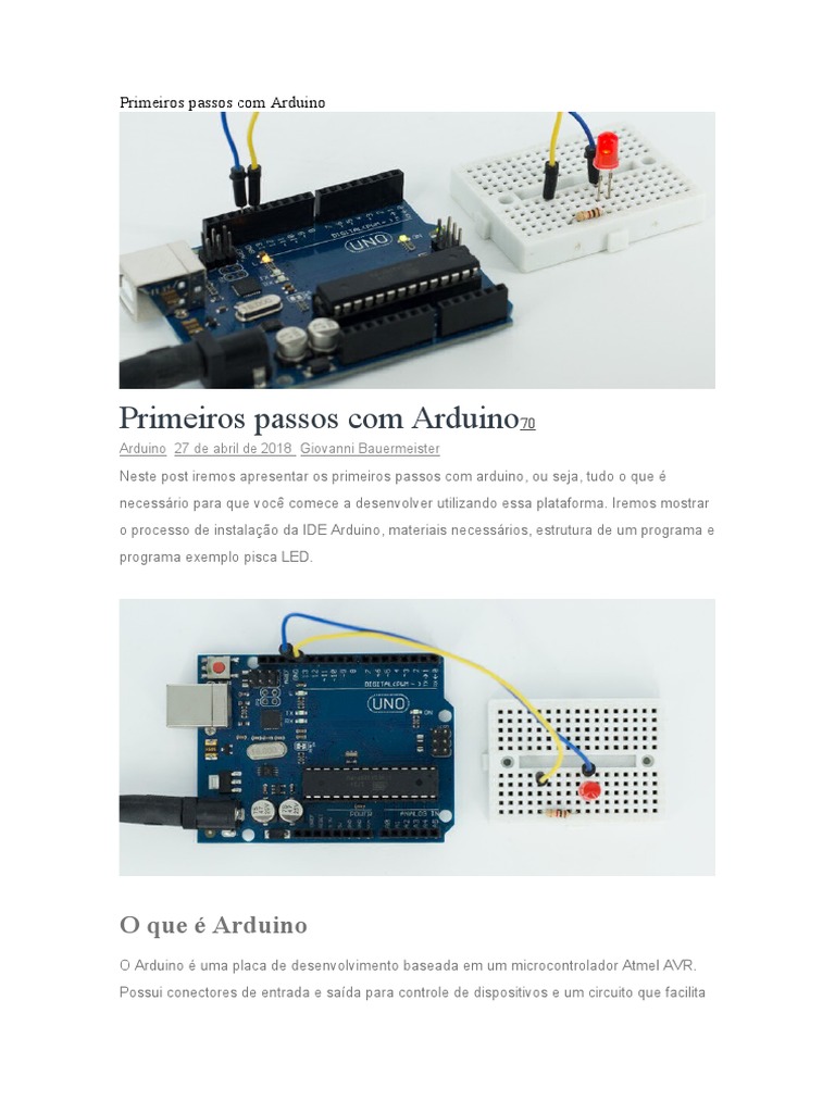 Primeiros Passos Com Arduino | Download grátis PDF | Arduino | Programa de computador
