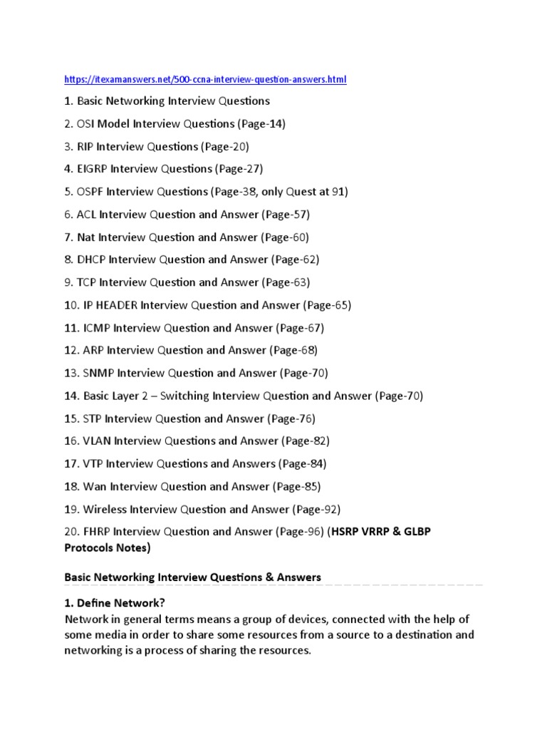 Protocols Notes) Basic Networking Interview Questions & Answers 1 ...